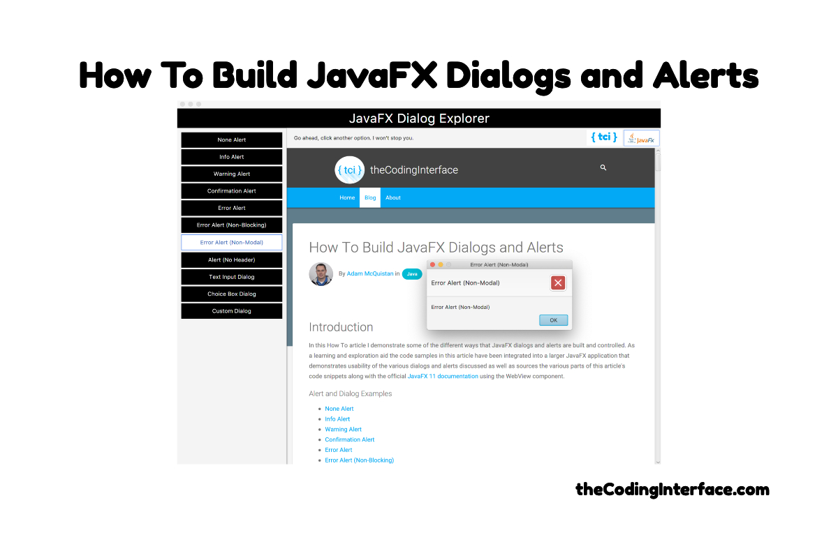 How To Build JavaFX Dialogs And Alerts The Coding Interface